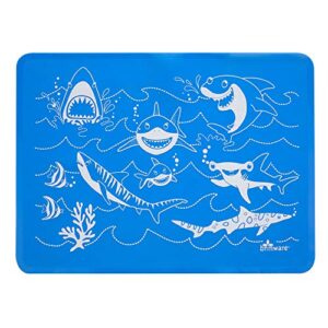 Brinware Reusable Slip Resistant Toddler Silicone Placemat for Kids - Dinosaur & Shark Green/Blue (2 Pack)