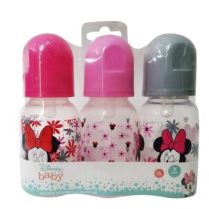 Cudlie Disney Baby Boy Minnie Mouse 5 oz Pack of Three Baby Bottles, Tropic Floral