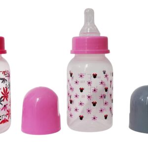 Cudlie Disney Baby Boy Minnie Mouse 5 oz Pack of Three Baby Bottles, Tropic Floral