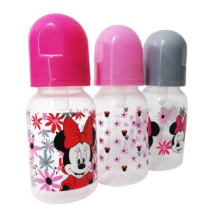 Cudlie Disney Baby Boy Minnie Mouse 5 oz Pack of Three Baby Bottles, Tropic Floral