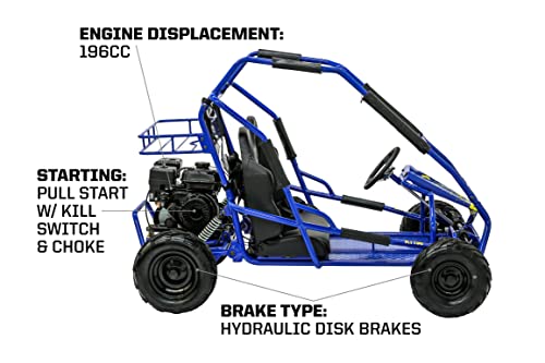 Coleman Powersports Off Road Go Kart, Gas Powered, 196cc/6.5hp(KT196-BL), Large, Blue