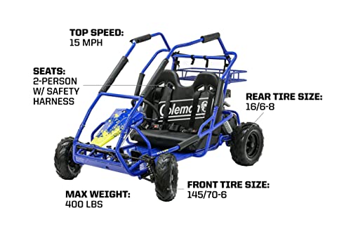 Coleman Powersports Off Road Go Kart, Gas Powered, 196cc/6.5hp(KT196-BL), Large, Blue