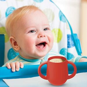 Silicone Training Cup for Infants and Toddlers - Heat Resistant, Two Handled Open Cup Safe for Baby | Helps Infant Develop Independent Drinking Skills Fast (Blue)