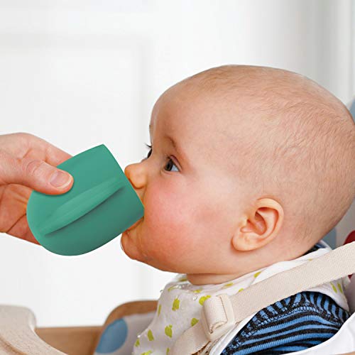 Silicone Training Cup for Infants and Toddlers - Heat Resistant, Two Handled Open Cup Safe for Baby | Helps Infant Develop Independent Drinking Skills Fast (Blue)