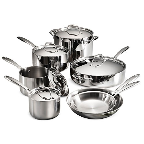 Tramontina 80116/249DS Gourmet Stainless Steel Induction-Ready Tri-Ply Clad 12-Piece Cookware Set, NSF-Certified, Made in Brazil & Professional Aluminum Nonstick Restaurant Fry Pan, 10", Made in USA