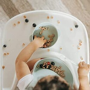 Ullabelle Suction Toddler Plates & Bowls Complete Set w/Spoon- BPA Free 100% Food Grade Silicone- Microwave & Dishwasher Safe Baby Suction Plate, Suction Bowl w/Lid, & Spoon- (Sage)