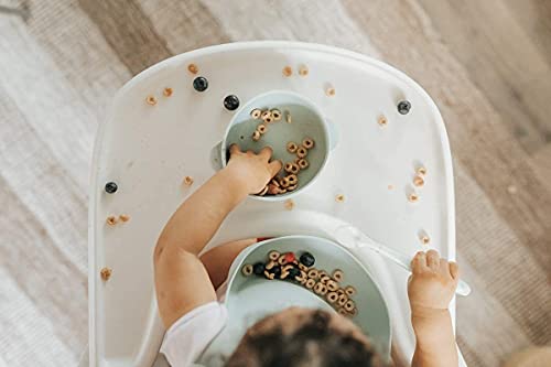 Ullabelle Suction Toddler Plates & Bowls Complete Set w/Spoon- BPA Free 100% Food Grade Silicone- Microwave & Dishwasher Safe Baby Suction Plate, Suction Bowl w/Lid, & Spoon- (Sage)