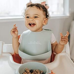 Ullabelle Suction Toddler Plates & Bowls Complete Set w/Spoon- BPA Free 100% Food Grade Silicone- Microwave & Dishwasher Safe Baby Suction Plate, Suction Bowl w/Lid, & Spoon- (Sage)