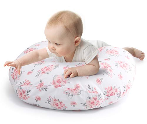 The Peanutshell Pink Floral Nursing Pillow for Breastfeeding | Pillow & Nursing Pillow Cover for Baby Girls