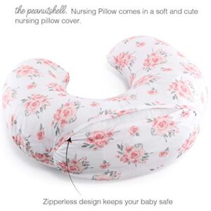 The Peanutshell Pink Floral Nursing Pillow for Breastfeeding | Pillow & Nursing Pillow Cover for Baby Girls