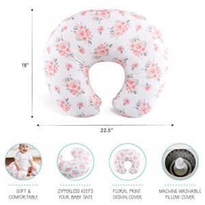 The Peanutshell Pink Floral Nursing Pillow for Breastfeeding | Pillow & Nursing Pillow Cover for Baby Girls