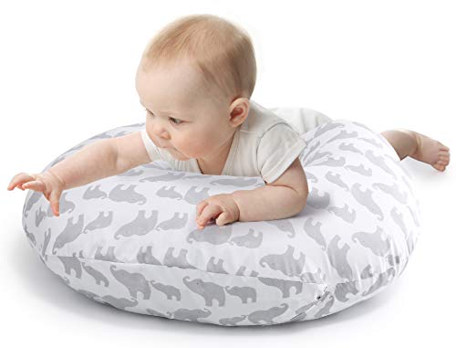 The Peanutshell Grey Elephant Nursing Pillow for Breastfeeding | Pillow & Nursing Pillow Cover for Baby Boys or Girls