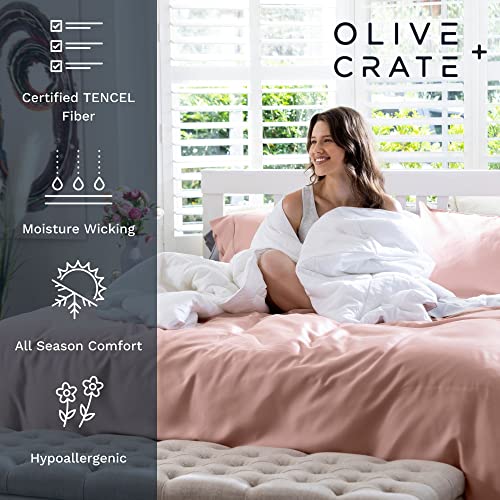 Olive + Crate Eucalyptus Cooling Duvet Covers King Size | Certified Tencel Lyocell Fiber from Austria for Quilt | Silky Soft Modal Fiber - Better Than Silk Cotton and Bamboo | Rose Blush