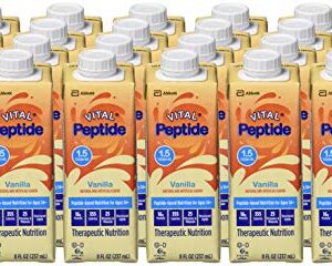 PediaSure Peptide 1.5 Cal, 24 Count, Complete, Balanced Nutrition for Kids with GI Conditions, Peptide-Based Formula, 10g Protein and Prebiotics, for Oral or Tube Feeding, Vanilla, 8-fl-oz Bottle