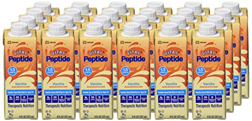 PediaSure Peptide 1.5 Cal, 24 Count, Complete, Balanced Nutrition for Kids with GI Conditions, Peptide-Based Formula, 10g Protein and Prebiotics, for Oral or Tube Feeding, Vanilla, 8-fl-oz Bottle