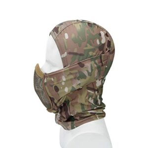 Balaclava Mesh Mask Ninja Style Headgear with Full Face Protection Helmet Liner Cap for Hunting Airsoft Cycling