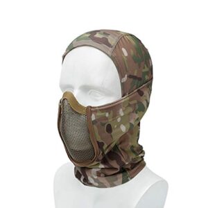 Balaclava Mesh Mask Ninja Style Headgear with Full Face Protection Helmet Liner Cap for Hunting Airsoft Cycling