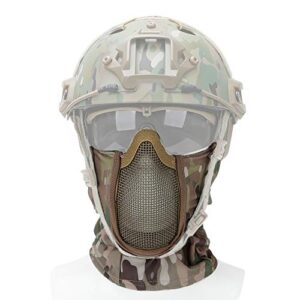 Balaclava Mesh Mask Ninja Style Headgear with Full Face Protection Helmet Liner Cap for Hunting Airsoft Cycling