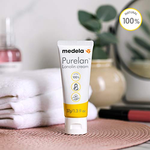 Medela Purelan Lanolin Nipple Cream for Breastfeeding, 100% All Natural Single Ingredient, Hypoallergenic, Soothing Protection, Safe for Nursing Mom and Baby, 1.3 Ounce Tube