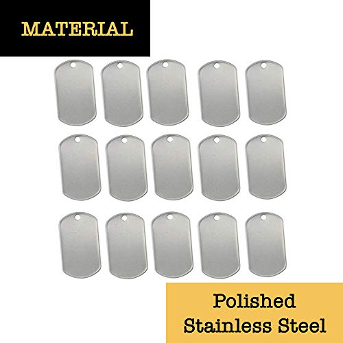 BELMAKS Military Dog Tags Shiny Polished - Stainless Steel Rolled Edge Backing Blank Dog Tags 100 PCS