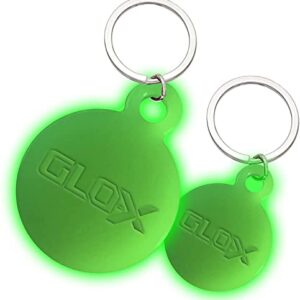 GLO-X Dog Glow Tag - Glow in The Dark Cat Tags to Keep Your Pets Safe at Night - 12+ Hours Glow Time - Charges in Daylight - No Batteries Required 1.38” x 1.10” Diameter