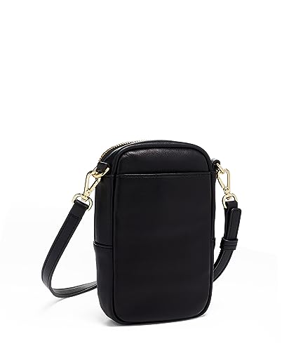 TUMI Voyageur Katy Crossbody - Crossbody Purse for Holding Phone & More - Women's Sling Bag - Black Leather & Gold Hardware