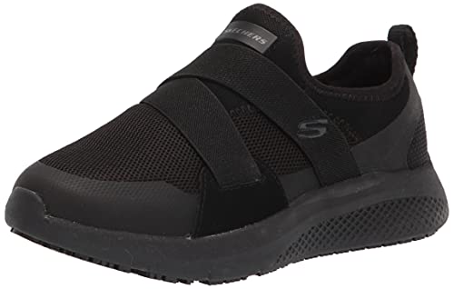 Skechers Women's Slip on Athletic Food Service Shoe, Black, 9.5 Wide