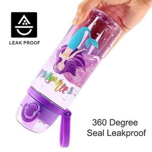 Home Tune Cute Water Bottle for School Kids Girls, Soft Silicone Chug Lid & BPA FREE & Leak Proof One Click Open Flip Top & Easy Clean & Soft Carry Loop, 24oz / 700ml - Mermaid