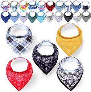 ymcf baby bandana drool bibs - 5 pack 100% cotton absorbent baby bibs (plaid)