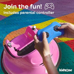 Kidzone 12V 2-Speeds Electric Ride On Bumper Car for Kids & Toddlers 1.5-5 Years Old, DIY Sticker Baby Bumping Toy Gifts W/Remote Control, LED Lights, Bluetooth & 360 Degree Spin, ASTM Certified