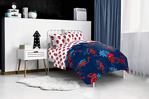 Jay Franco Marvel Spiderman Spidey Daze 5 Piece Queen Bed Set - Includes Reversible Comforter & Sheet Set Bedding - Super Soft Fade Resistant Microfiber (Official Marvel Product)