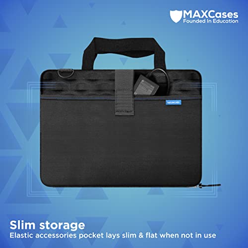 MAXCases Explorer 4 Rigid Laptop Work-In Case Shock Absorbing Ballistic Nylon Material | Slim Design, Weather-Proof Exterior w/Pocket (Black) (14 Inch)