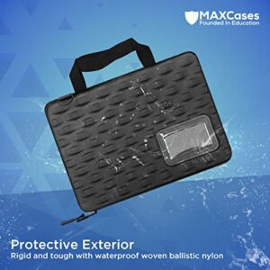 MAXCases Explorer 4 Rigid Laptop Work-In Case Shock Absorbing Ballistic Nylon Material | Slim Design, Weather-Proof Exterior w/Pocket (Black) (14 Inch)