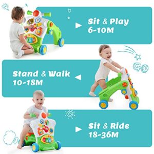 iPlay, iLearn 3 in 1 Baby Walker for Boys Girls, Sit to Stand up Learning Walkers, Toddler Push Walking Toys, Infant Musical Activity Center, Birthday Gift for 6 9 12 18 24 Months, 1 2 Years Old Child