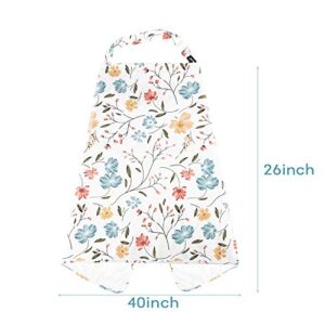 Yoofoss Nursing Cover for Breastfeeding, Soft Breastfeeding Cover for Infants Babies Nursing Apron Cover with Warm Bamboo Fiber Liner for Mother Autumn Winter Breastfeeding (Flowers)