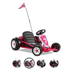 radio flyer ultimate go-kart, 24 volt outdoor ride on toy, pink go kart for kids ages 3-8, large