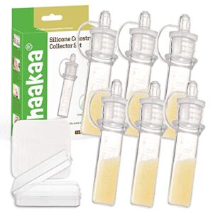 haakaa silicone colostrum collectors set with clear pp storage case 4 ml, 6 pk