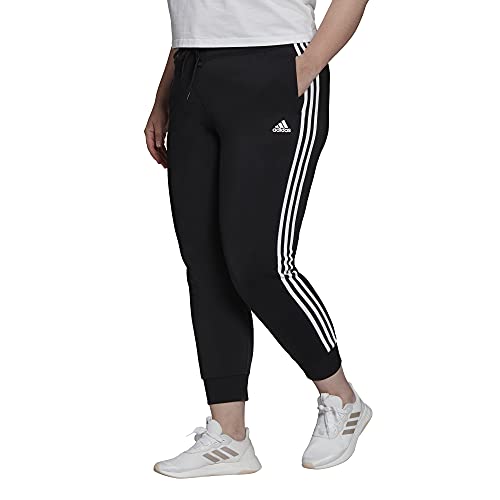 adidas Women's Plus Size Essentials Fleece Tapered Cuff Pants, Core Black, 2X