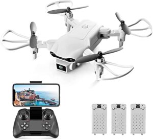 4dv9 mini drone for kids with 720p hd camera fpv live video rc quadcopter helicopter for adults beginners toys gifts,altitude hold, waypoints functions,one key start,3d flips,3 batteries,gray