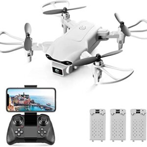 4DV9 Mini Drone for Kids with 720P HD Camera FPV Live Video RC Quadcopter Helicopter for Adults beginners Toys Gifts,Altitude Hold, Waypoints Functions,One Key Start,3D Flips,3 Batteries,Gray