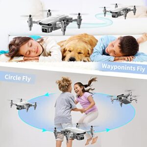 4DV9 Mini Drone for Kids with 720P HD Camera FPV Live Video RC Quadcopter Helicopter for Adults beginners Toys Gifts,Altitude Hold, Waypoints Functions,One Key Start,3D Flips,3 Batteries,Gray