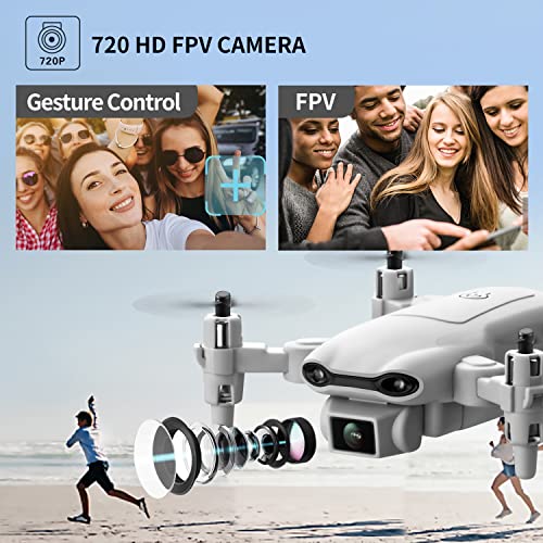 4DV9 Mini Drone for Kids with 720P HD Camera FPV Live Video RC Quadcopter Helicopter for Adults beginners Toys Gifts,Altitude Hold, Waypoints Functions,One Key Start,3D Flips,3 Batteries,Gray