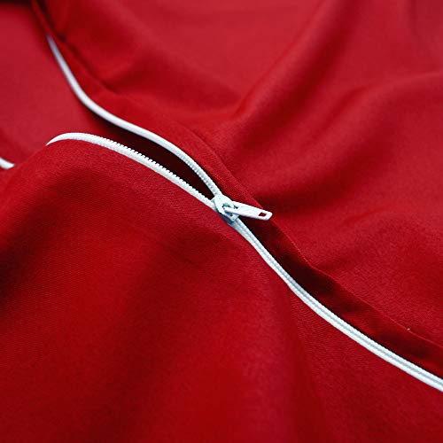 Essina Queen Duvet Cover Set – 3-Pcs Microfiber Duvet Cover with 2 Pillow Shams – Wrinkle-Resistant Duvet Cover Queen – Solid Color Duvet Cover with Zipper Closure and 4 Corner Ties – Magic Red