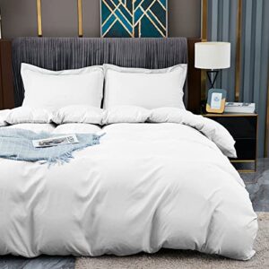 bbangd duvet covers king size - ultra soft and breathable bedding king comforter sets washed microfiber 3 pieces with zipper closure duvet cover and 2 pillow shams (white)