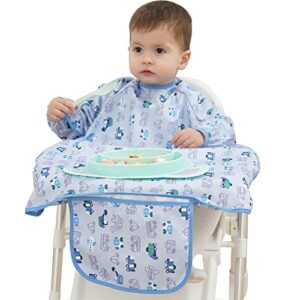 pandaear baby weaning bib feeding coveralls straps | highchair booster seat| boy girl toddler kids (neutral)