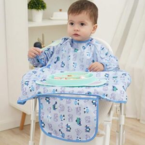 PandaEar Baby Weaning bib Feeding Coveralls Straps | Highchair Booster Seat| Boy Girl Toddler Kids (Neutral)