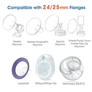 13mm Maymom Flange Inserts (Long) Compatible with Freemie 25mm Flanges; Compatible with 24mm Medela PersonalFit Flange, Spectra 24mm Flange, Willow Willow Go 24 mm Cup, 2pc/pk