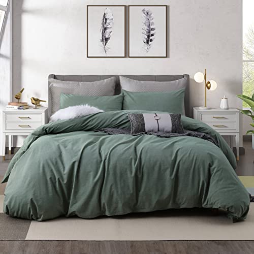 Ventidora 3 Piece Duvet Cover Set King Size,100% Organic Washed Cotton with Linen Feel Like Textured, Luxury Soft and Breatheable Bedding Set with Zipper Closure(1 Duvet Cover + 2 Pillowcases)