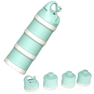 baby milk powder formula dispenser, stackable formula dispenser container mixie bottle for travel, large capacity formula holder and snack storage, non-spill, powder leakage free, bpa free (green)