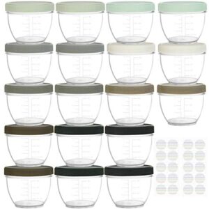 youngever 18 sets baby food storage, 4 ounce baby food containers with lids, 9 urban colors, with lids labels